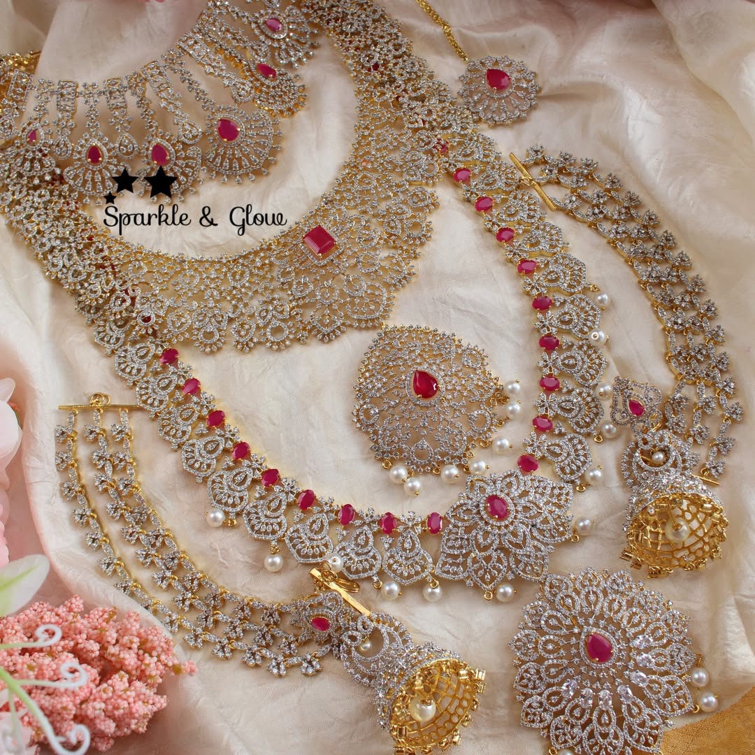 American Diamond Bridal sets Full Combo – Noor